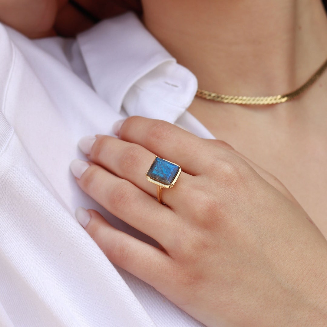 Labradorite Ring - Gold Ring - Gemstone - Engagement Ring - Statement ...