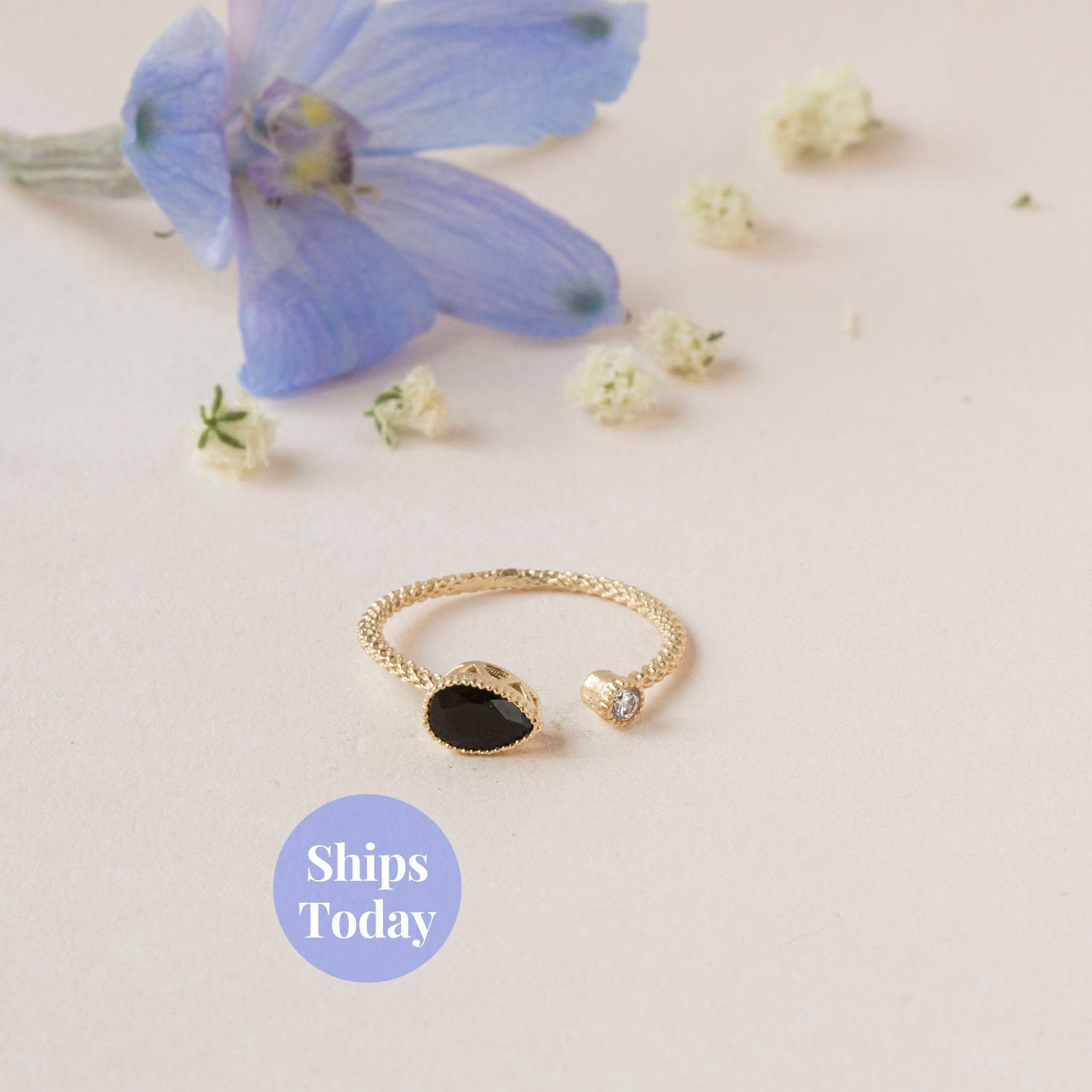 Open Ring Black Onyx Ring Onyx Ring Adjustable Ring - Etsy