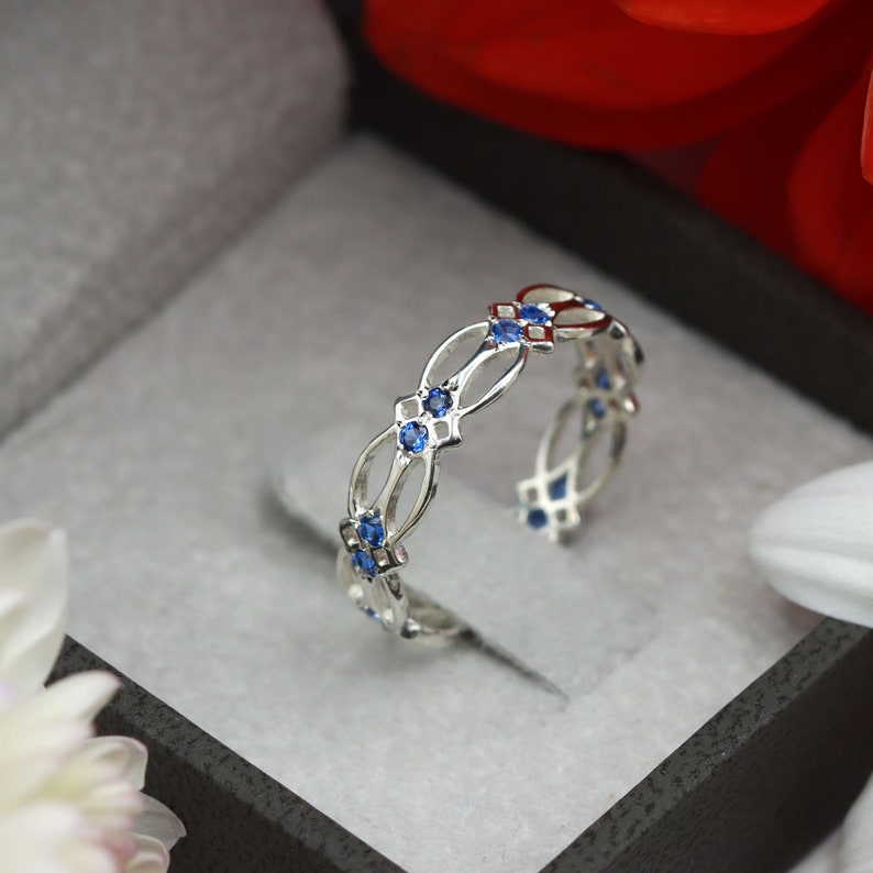Sterling Silver Celtic Ring - Eternity Ring - Blue Sapphire Ring - Etsy