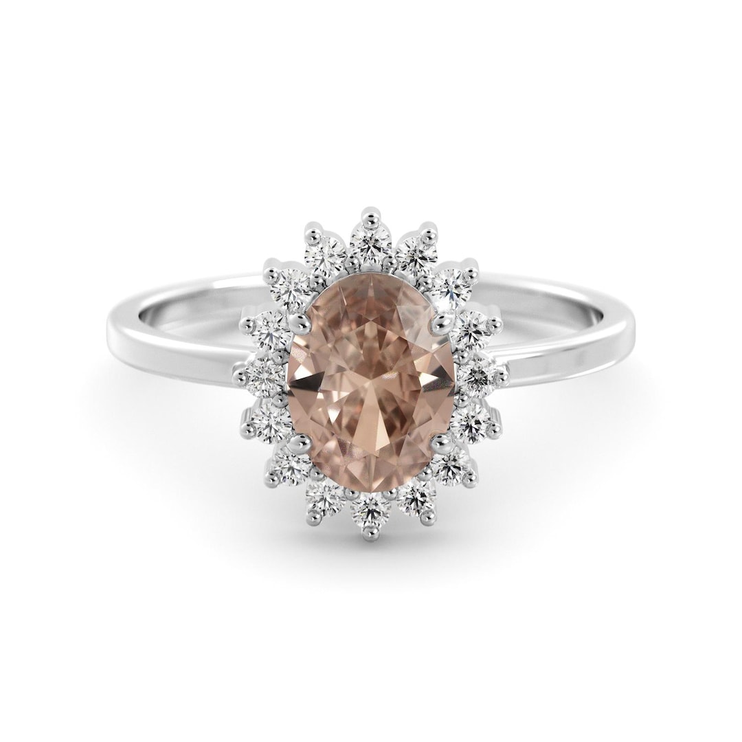 Sterling Silver, Princess Diana Ring , Morganite Ring, Dainty Ring ...