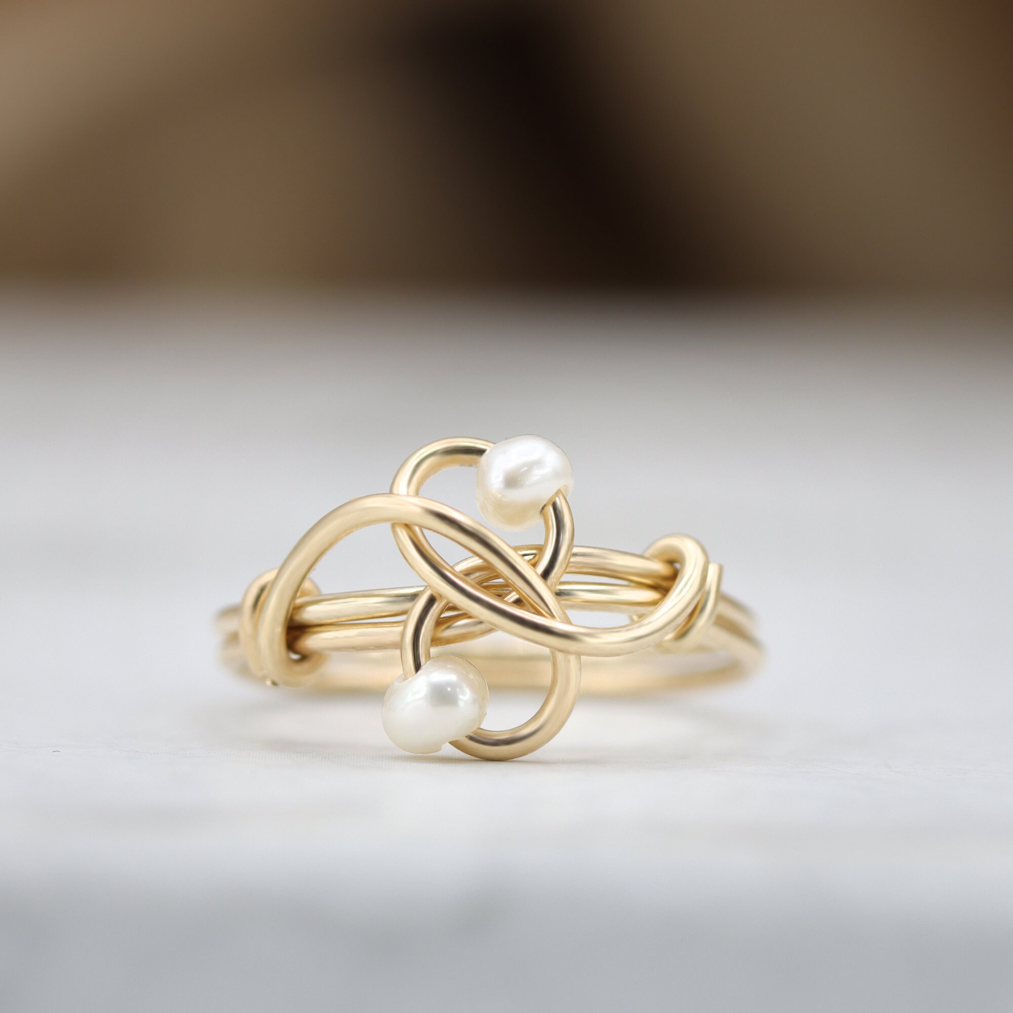 Anillo tejido de perlas anillo hecho a mano anillo de | Etsy