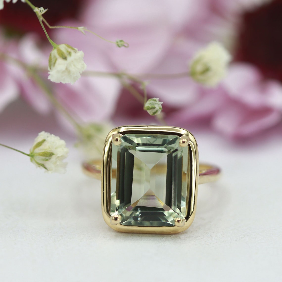 Green Amethyst Ring February Birthstone Gold Ring - Etsy