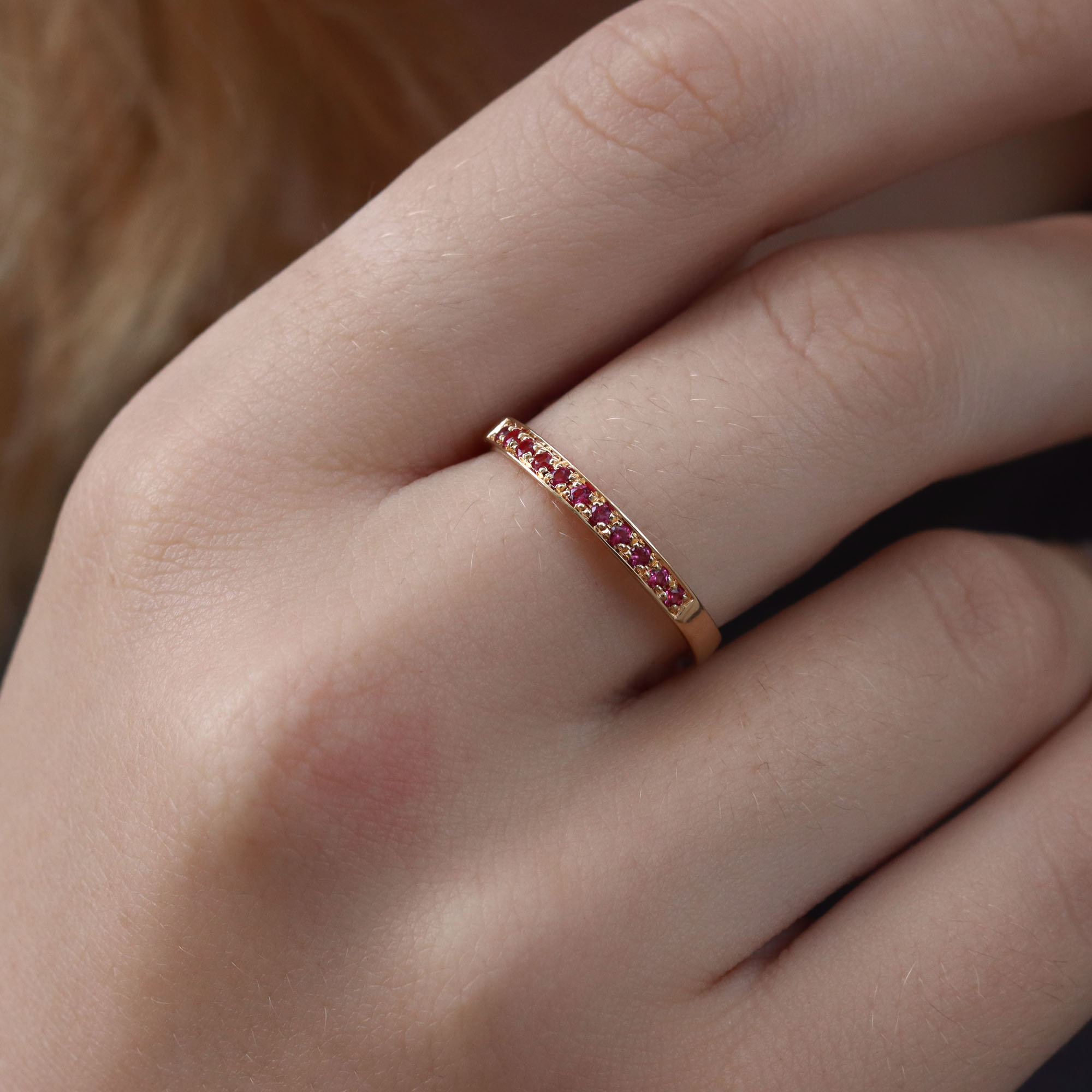 Half Eternity Ruby Ring Gold or Sterling Silver Gold - Etsy