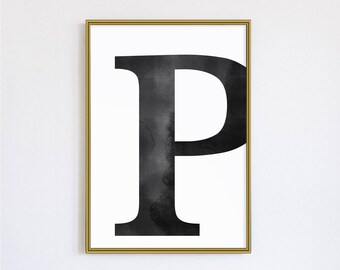 Black Letter P Print - Etsy