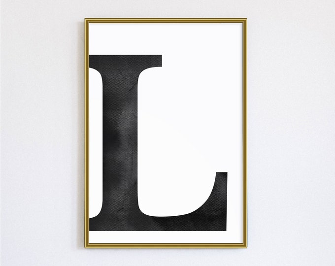 Letter L Watercolour Print Digital Download Black - Etsy