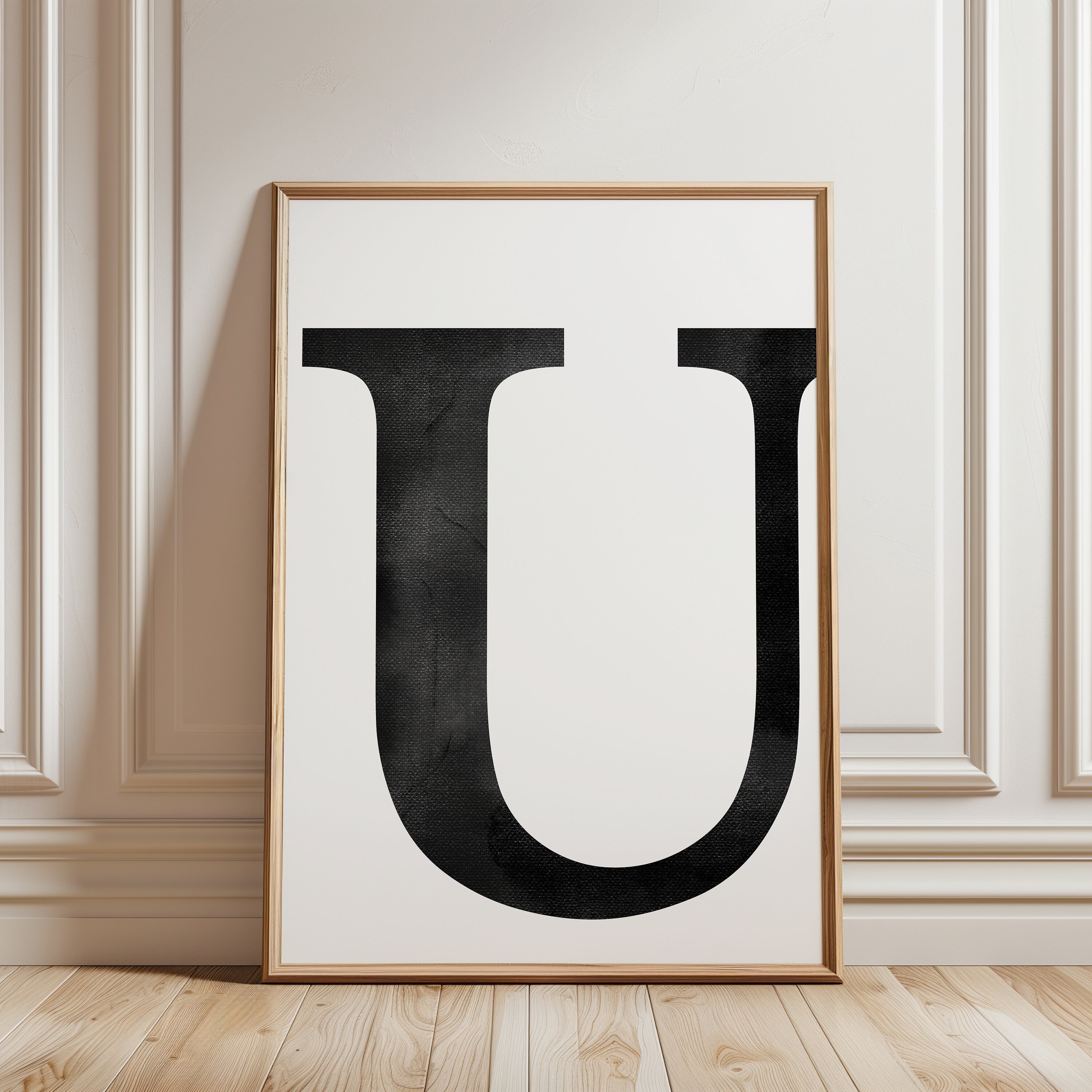 Letter U Watercolour Print, Digital Download, Black Watercolor, Modern ...