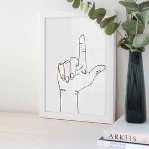 Sign Language, Letter L, Line Art, Alphabet, Asl, One Line, Wall Art ...