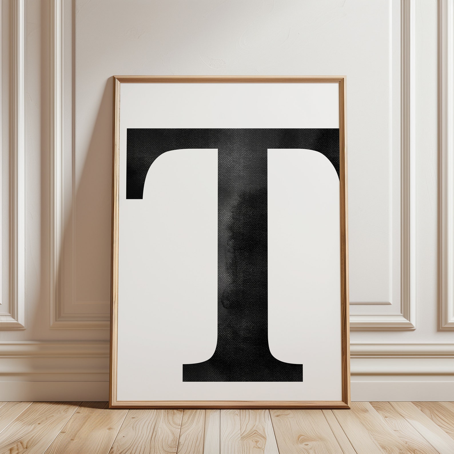 Letter T Watercolour Print, Digital Download, Black Watercolor, Modern ...