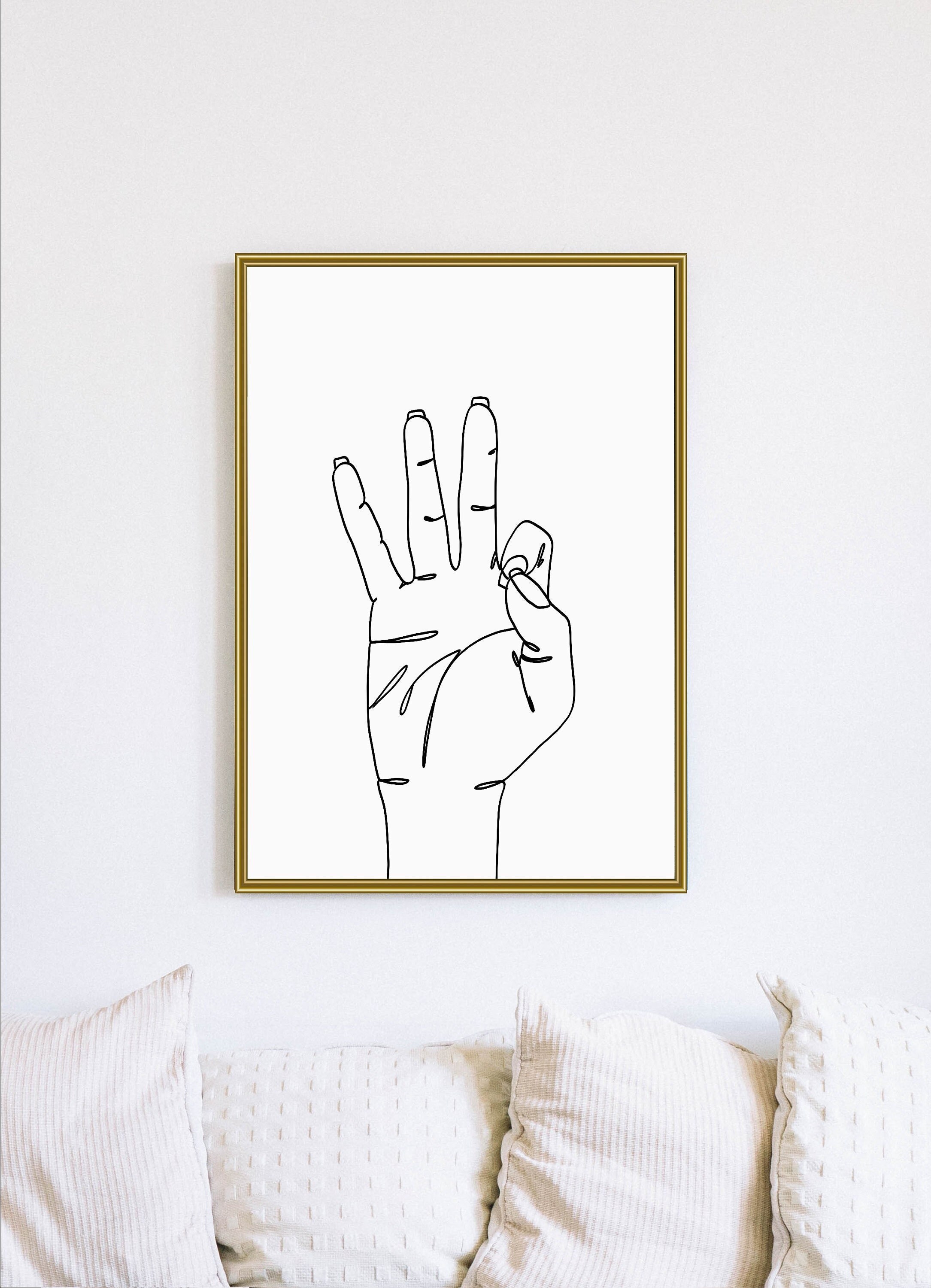 Sign Language Letter F Line Art Alphabet Asl One Line - Etsy