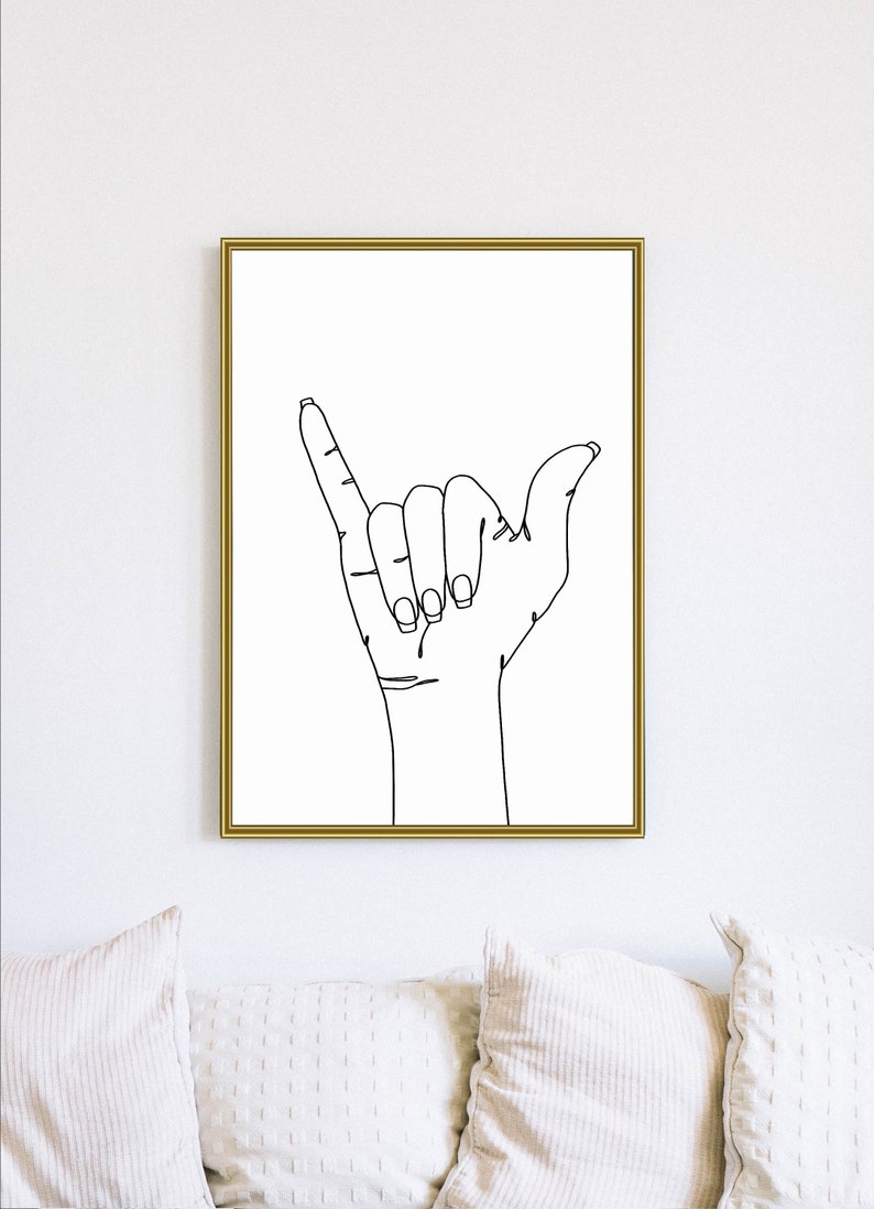 Sign Language Letter Y Line Art Alphabet Asl One Line | Etsy