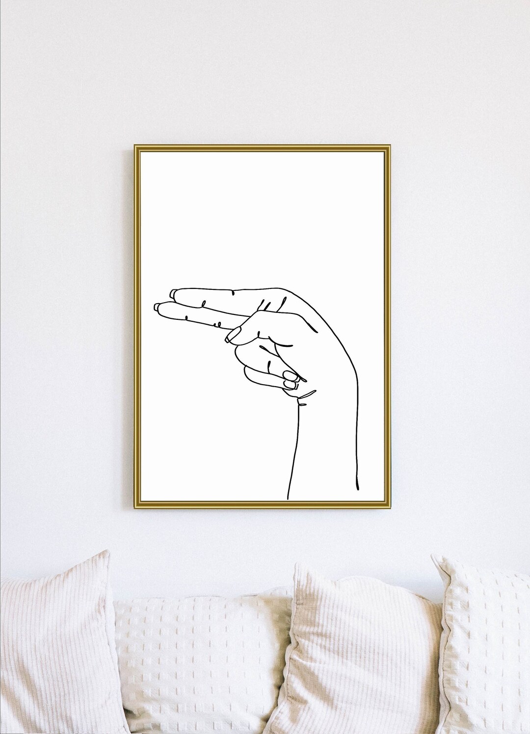 Sign Language Letter H Line Art Alphabet Asl One Line - Etsy