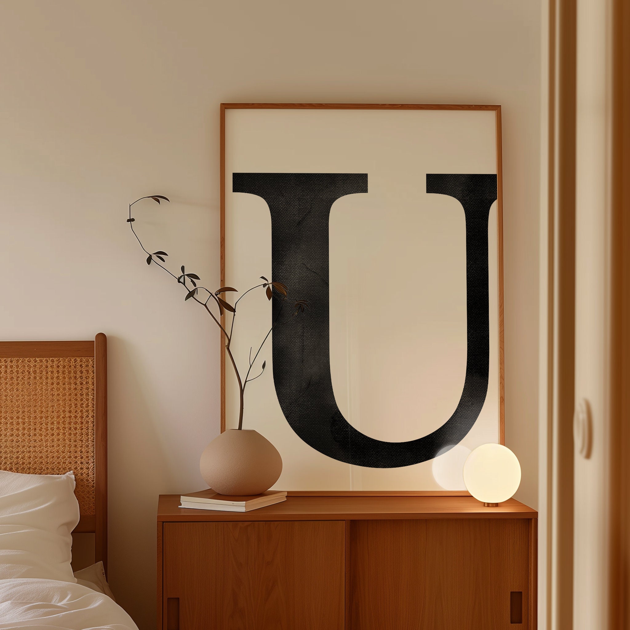 Letter U Watercolour Print, Digital Download, Black Watercolor, Modern ...