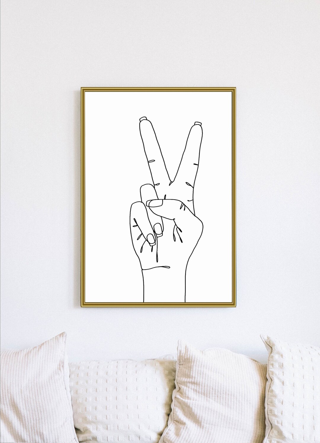 Sign Language, Letter V, Line Art, Alphabet, Asl, One Line, Wall Art ...