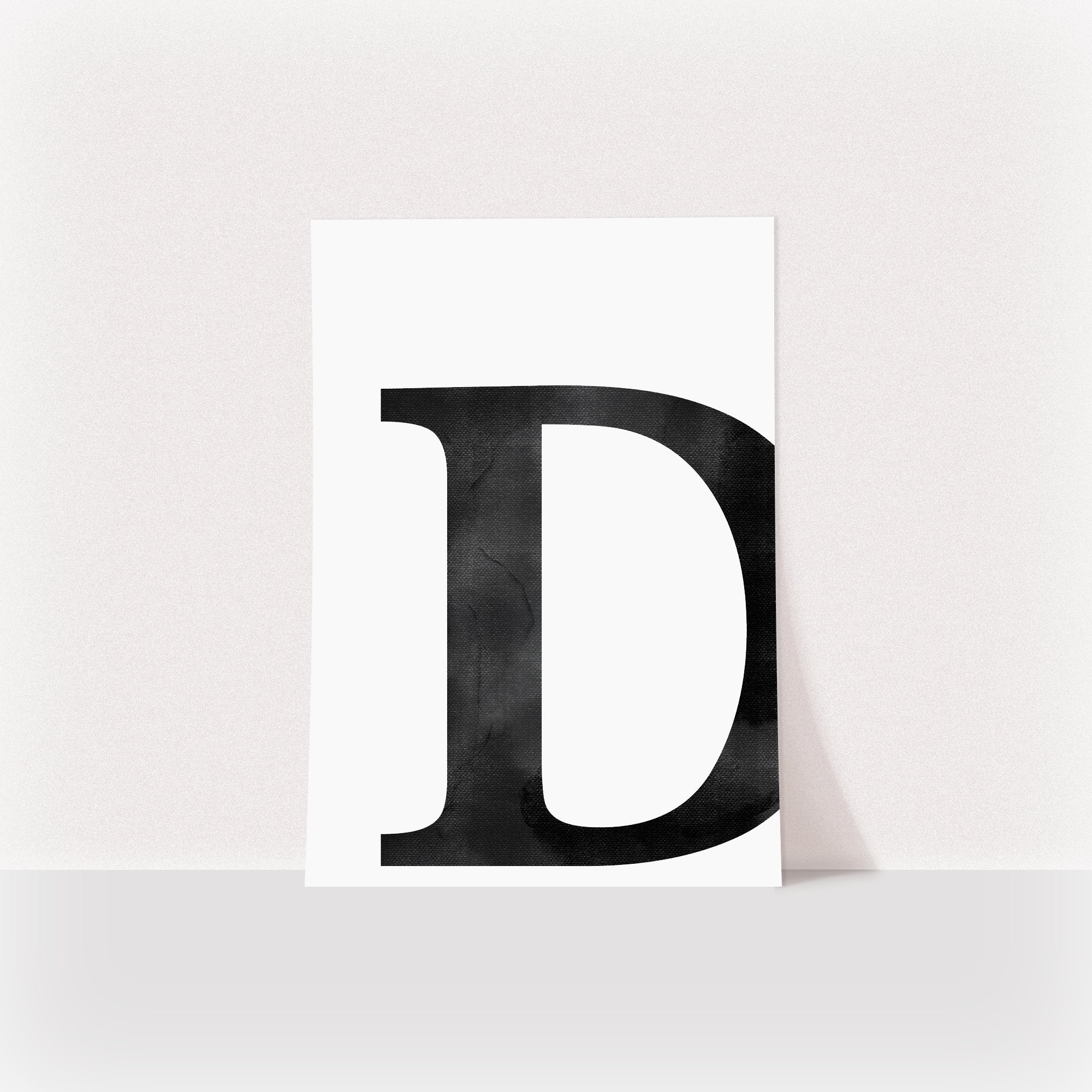 Letter D Watercolour Print, Digital Download, Black Watercolor, Modern ...