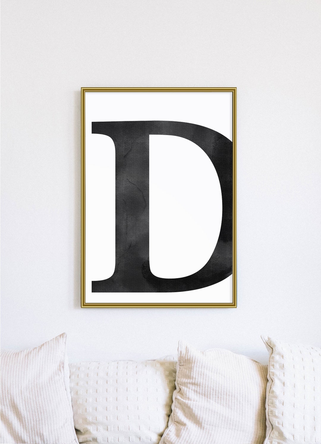 Letter D Watercolour Print, Digital Download, Black Watercolor, Modern ...