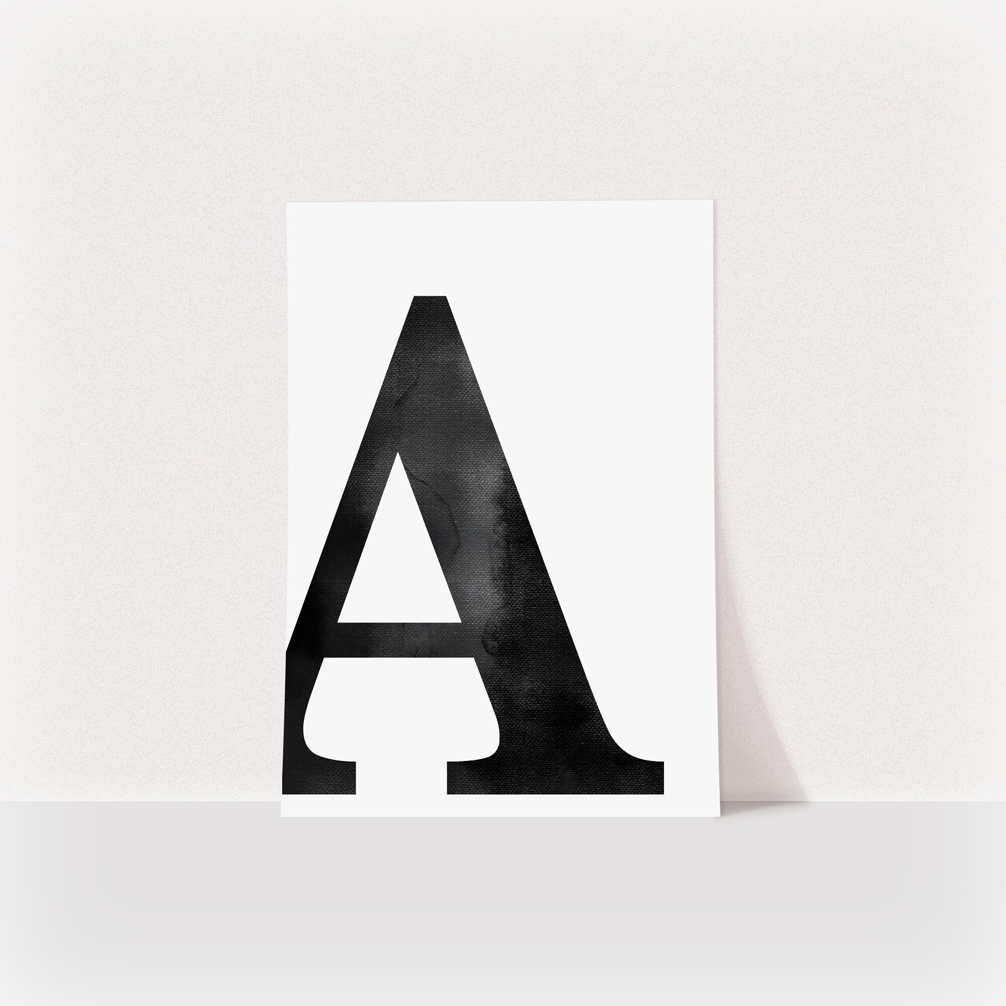 Letter A Watercolour Print, Black Watercolor, Modern Digital Print ...