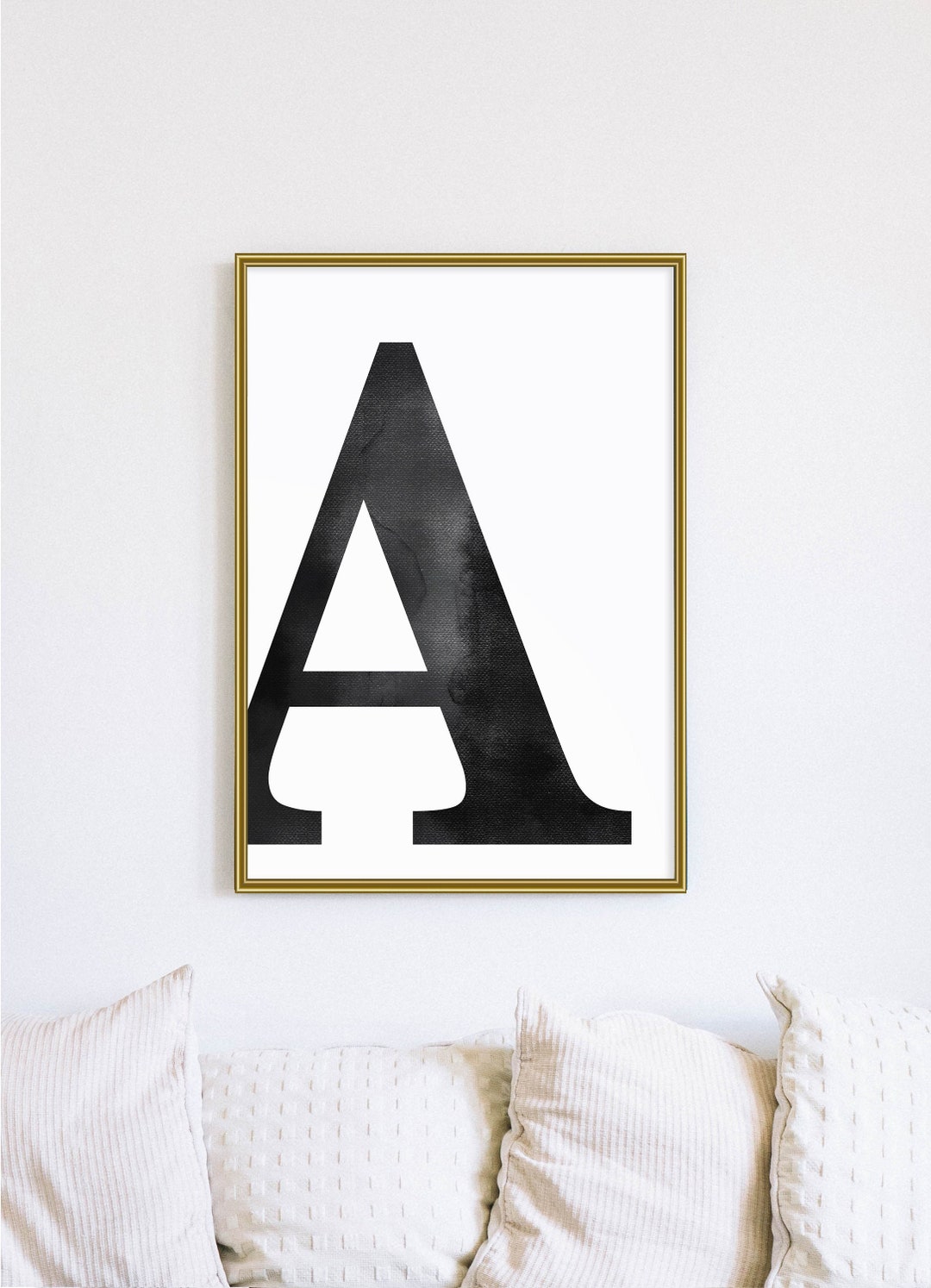 Letter A Watercolour Print, Black Watercolor, Modern Digital Print ...