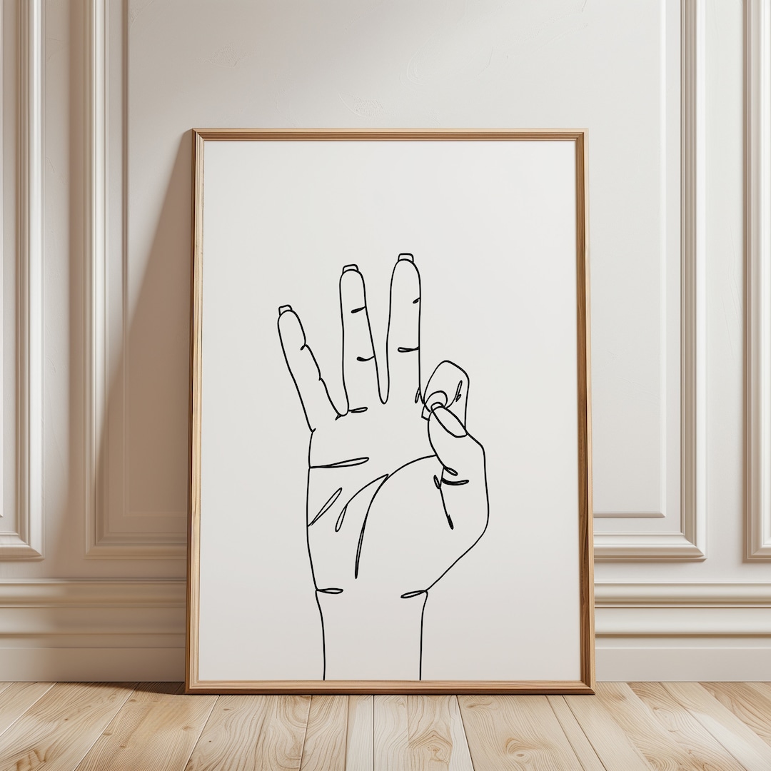 Sign Language, Letter F, Line Art, Alphabet, Asl, One Line, Wall Art ...