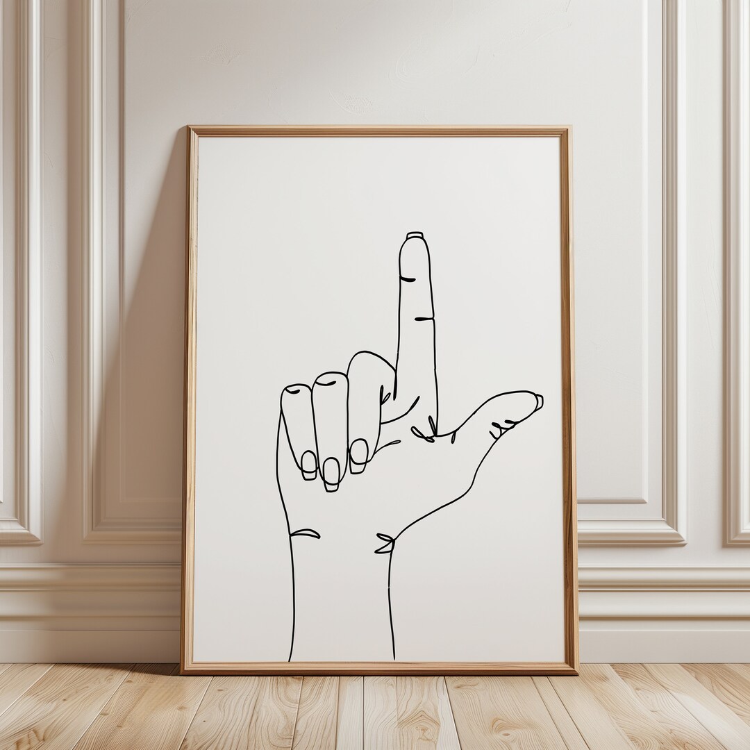 Sign Language, Letter L, Line Art, Alphabet, Asl, One Line, Wall Art ...