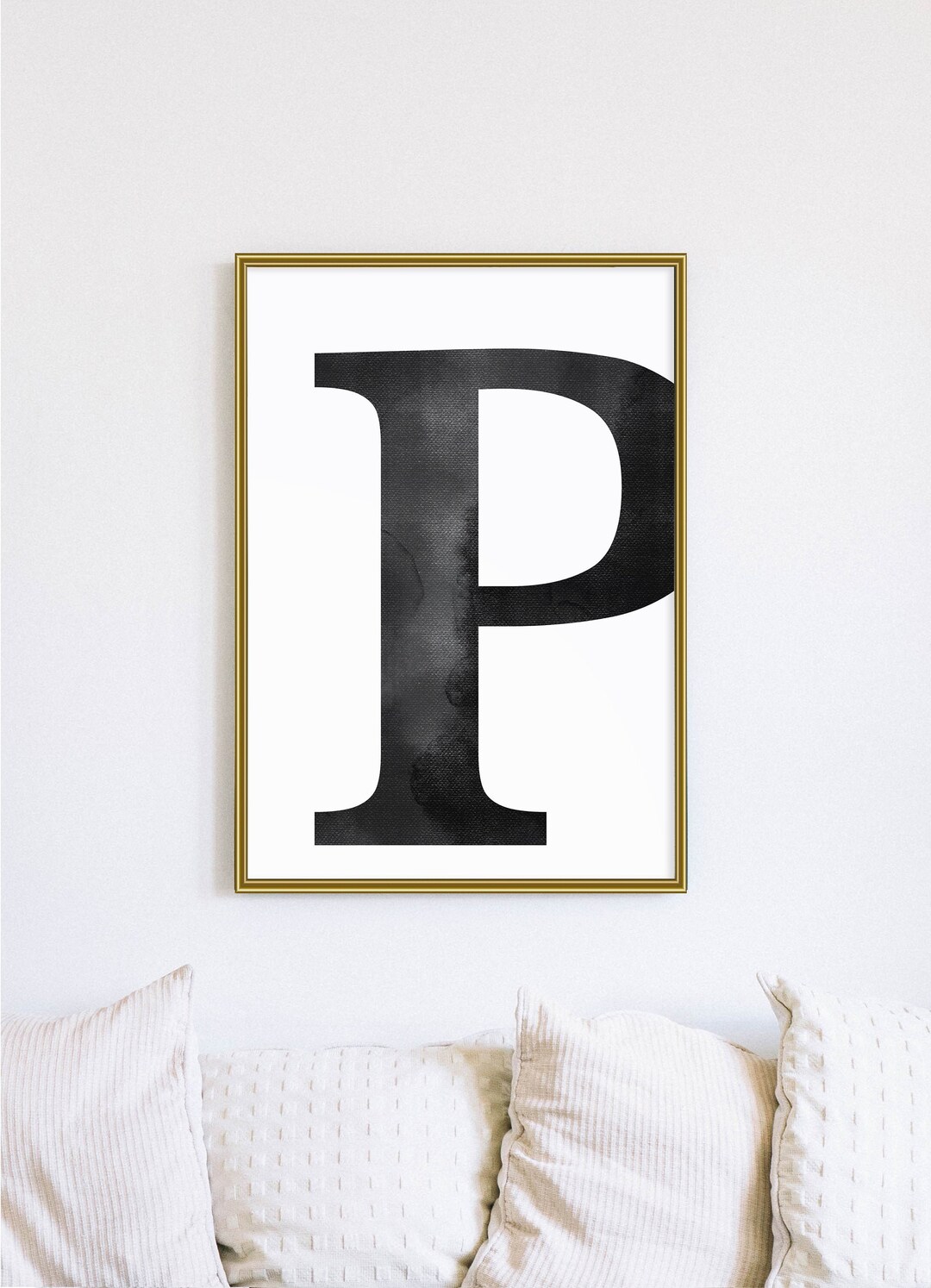 Letter P Watercolour Print Digital Download Black - Etsy