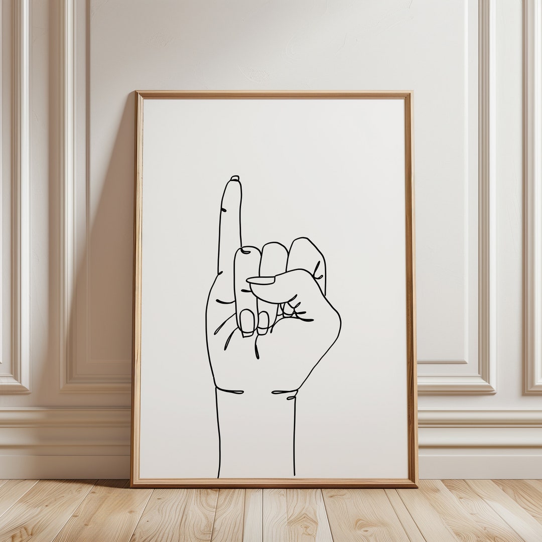 Sign Language, Letter I, Line Art, Alphabet, Asl, One Line, Wall Art ...