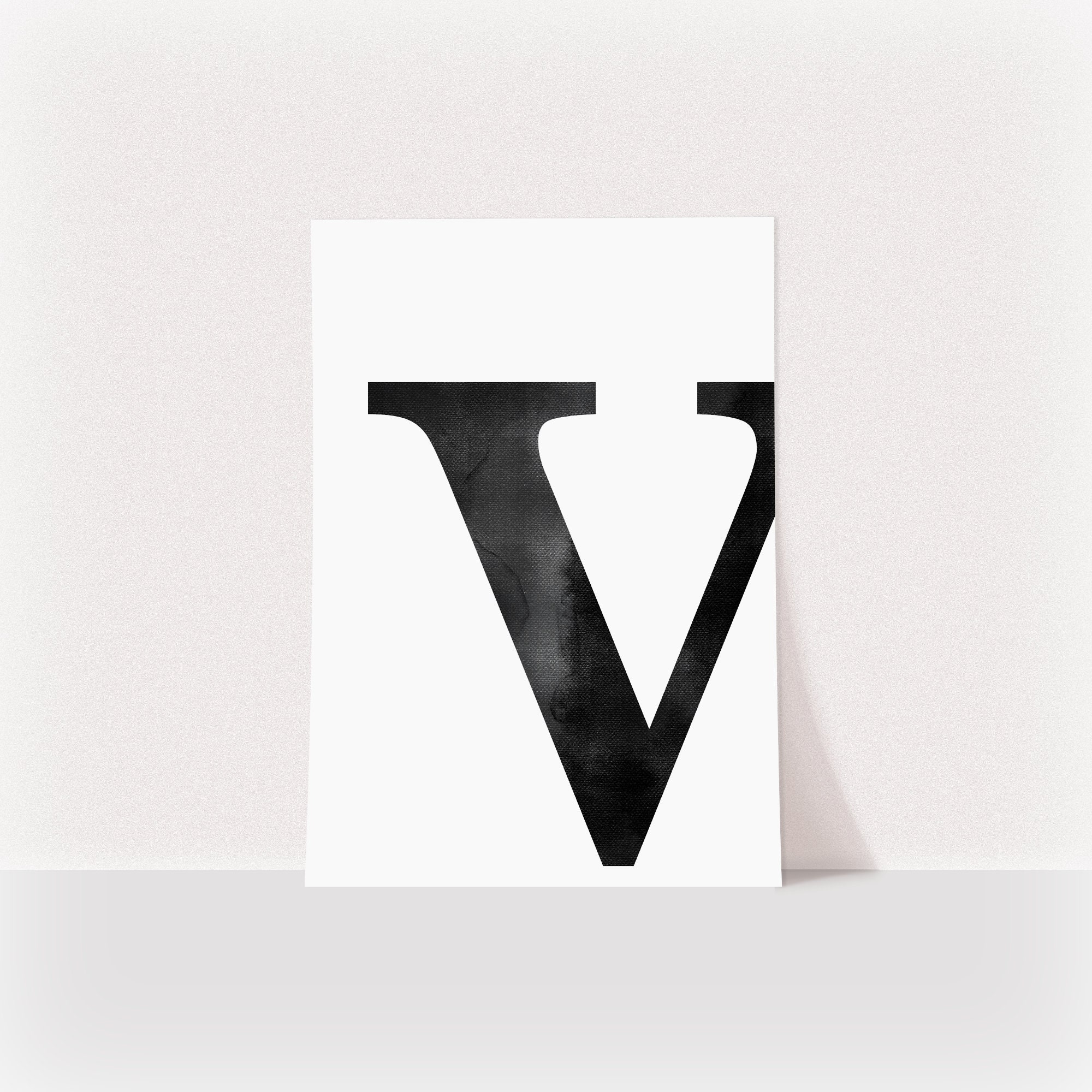 Letter V Watercolour Print Digital Download Black - Etsy