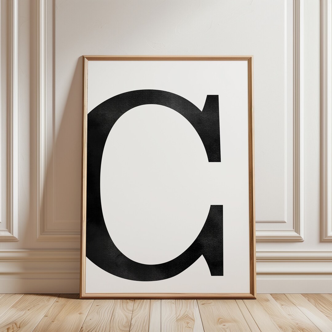 Letter C Watercolour Print, Digital Download, Black Watercolor, Modern ...