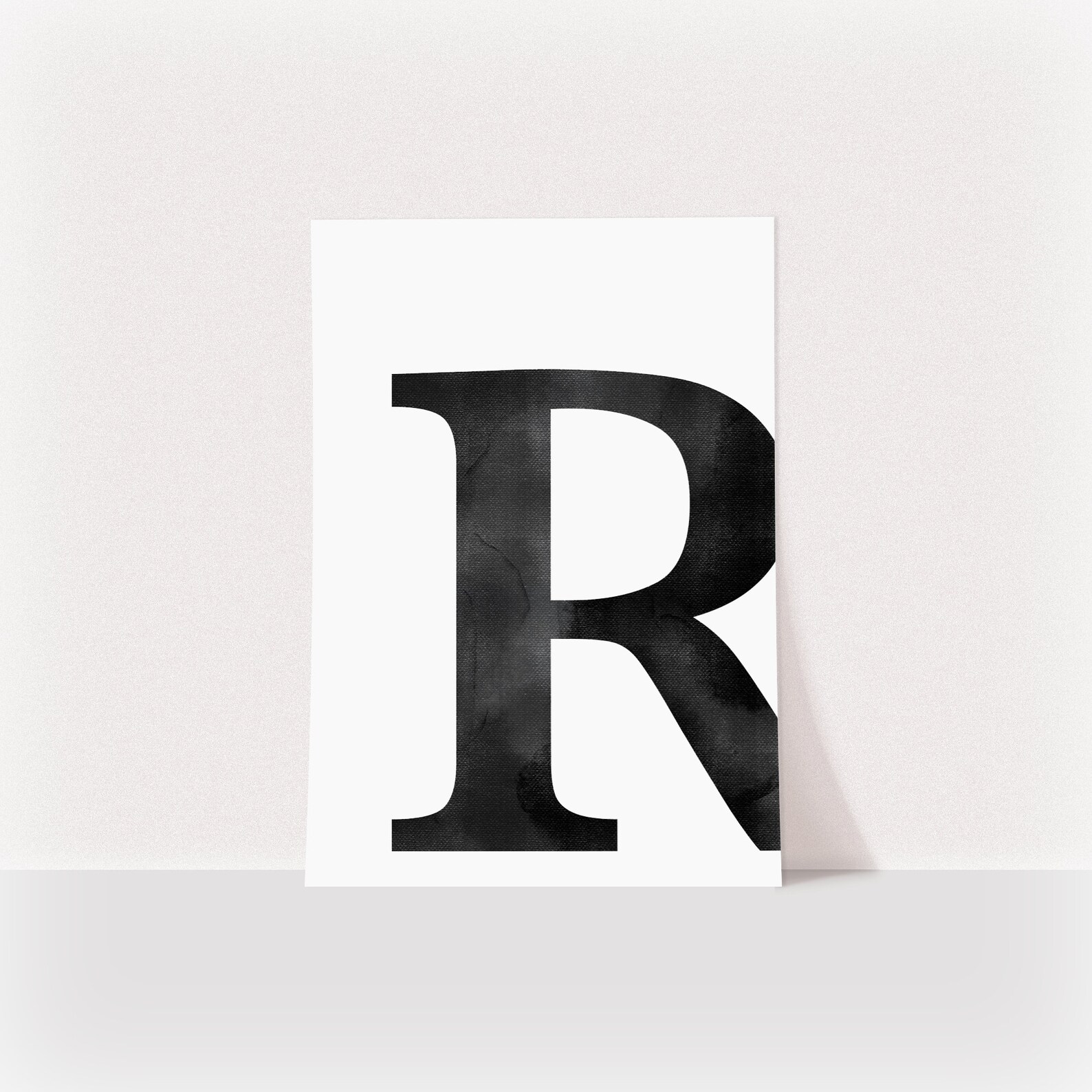 Letter R Watercolour Print, Digital Download, Black Watercolor, Modern ...
