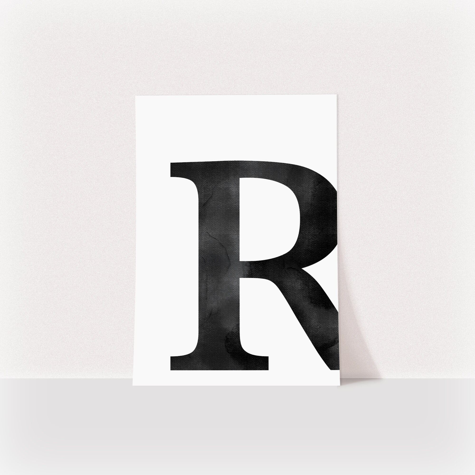 Letter R Watercolour Print, Digital Download, Black Watercolor, Modern ...