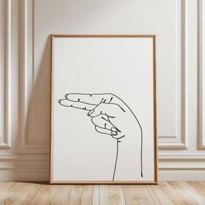 Sign Language, Letter H, Line Art, Alphabet, Asl, One Line, Wall Art ...