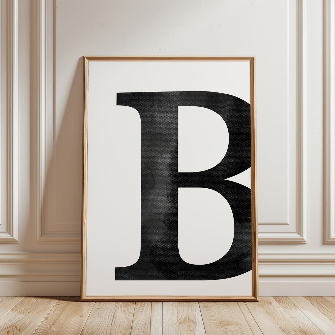 Letter B Watercolour Print, Digital Download, Black Watercolor, Modern ...