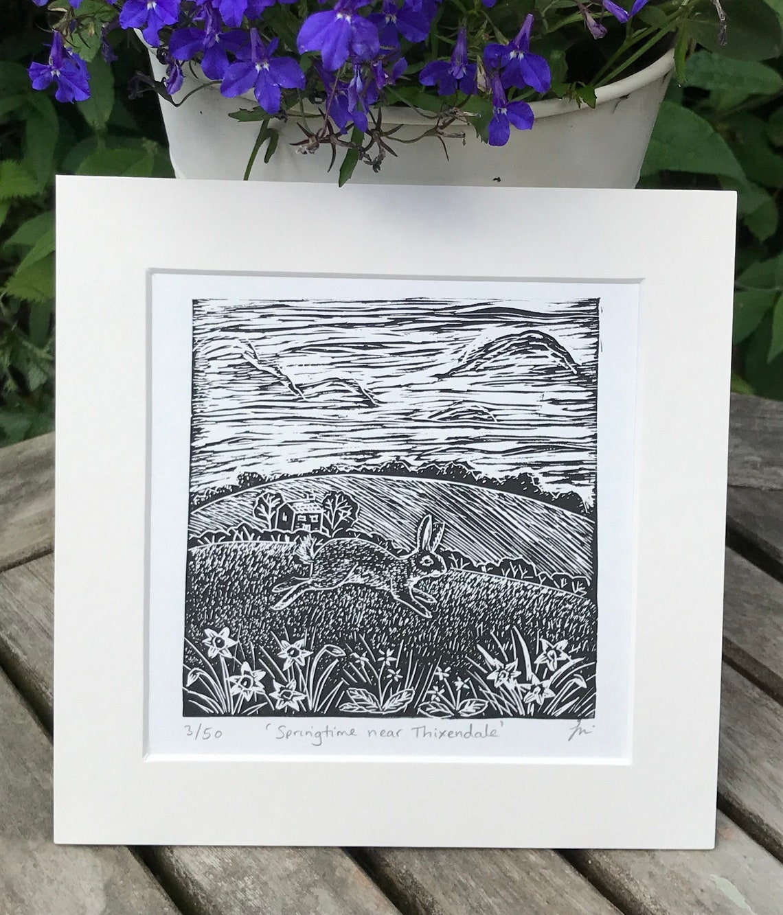 Leaping Rabbit Lino Print: Original Limited Edition Linocut. Spring ...