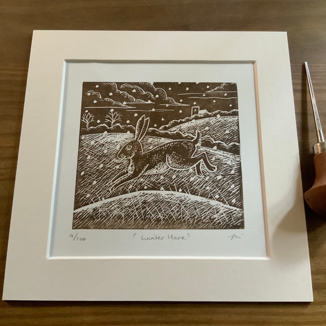Leaping Hare Lino Print, a Limited Edition Original Linocut Print ...