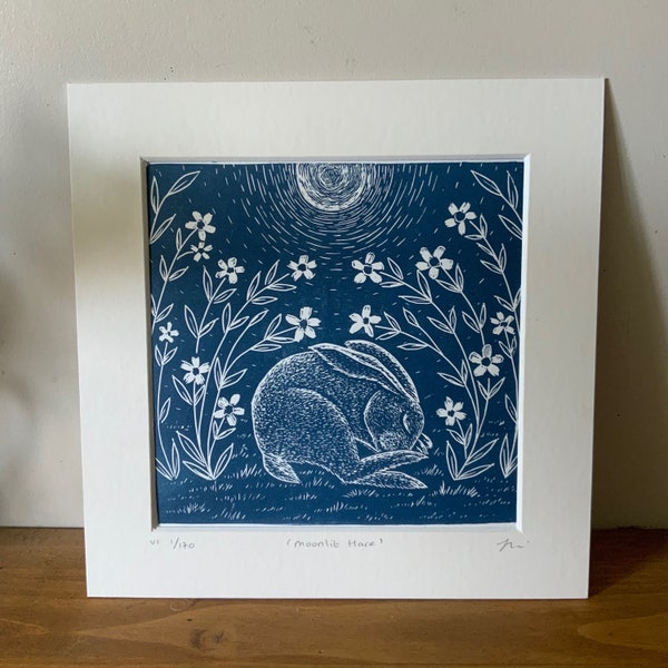 Hare Linocut - Etsy UK