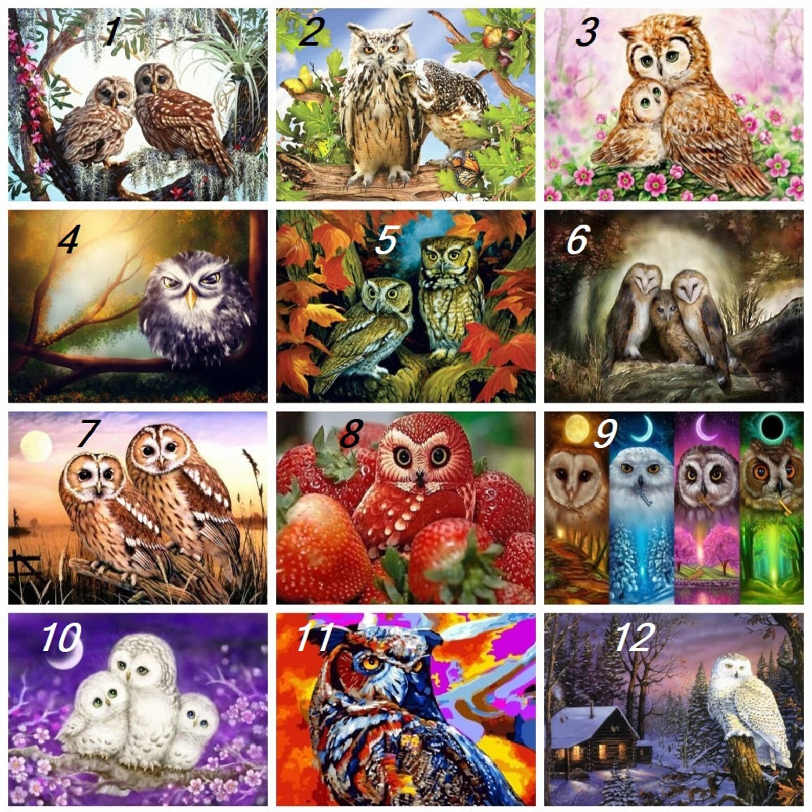 Animals Diamond Painting Owl Family Painting by Diamond Dotz - Etsy