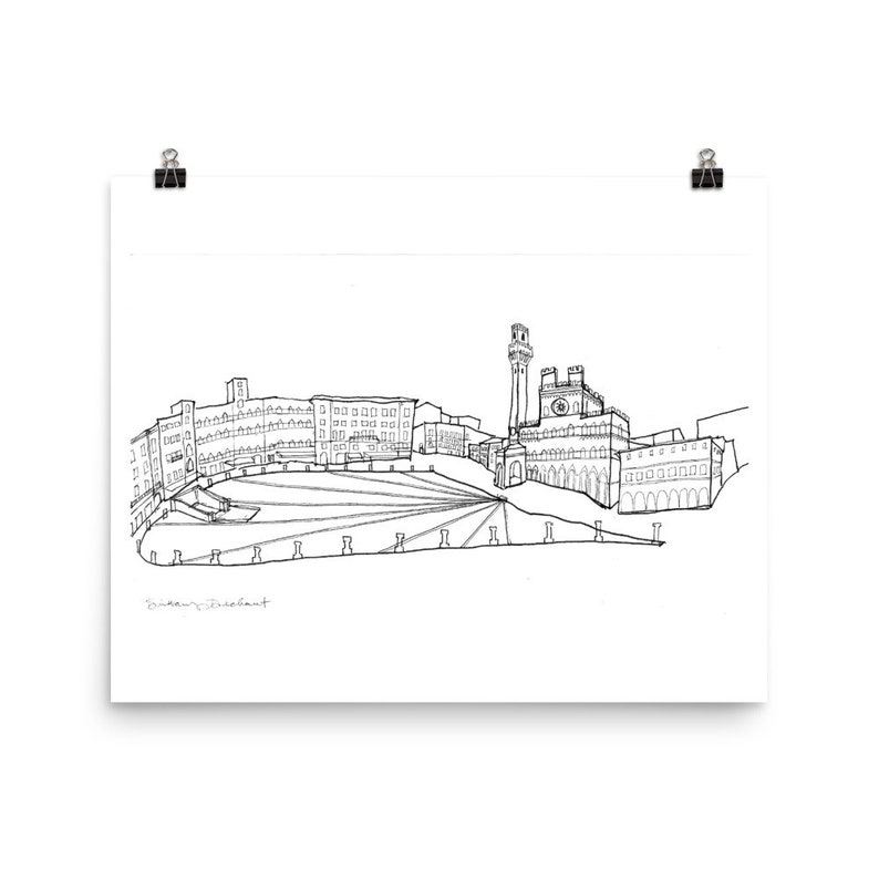 Siena Italy Piazza Del Campo, Wall Print, Sketch, Tuscany - Etsy