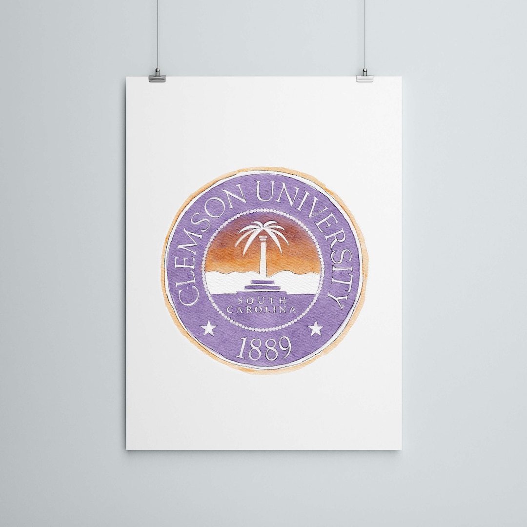 Clemson University Seal Watercolor; Clemson Grad Gift; Clemson Gift ...