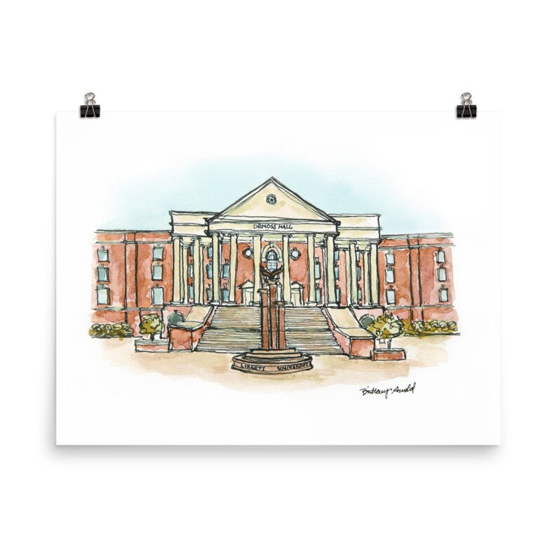 Liberty University Art Print, Demoss Hall, Liberty Graduation Gift ...