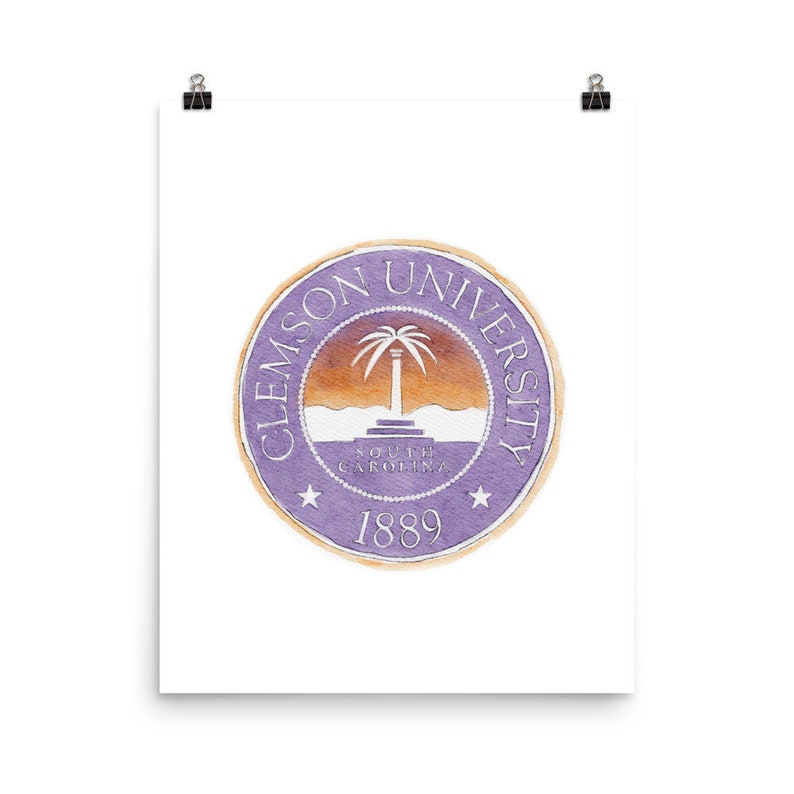 Clemson University Seal Watercolor; Clemson Grad Gift; Clemson Gift ...