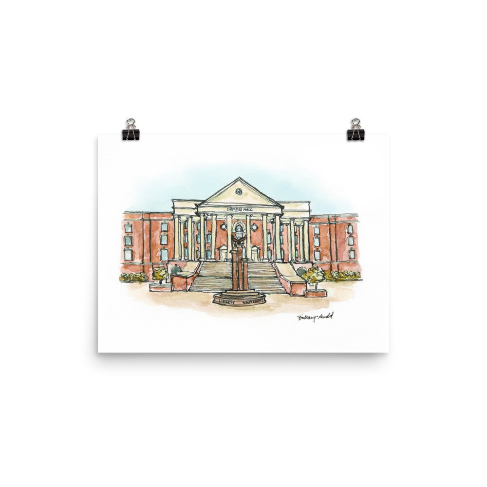 Liberty University Art Print, Demoss Hall, Liberty Graduation Gift ...