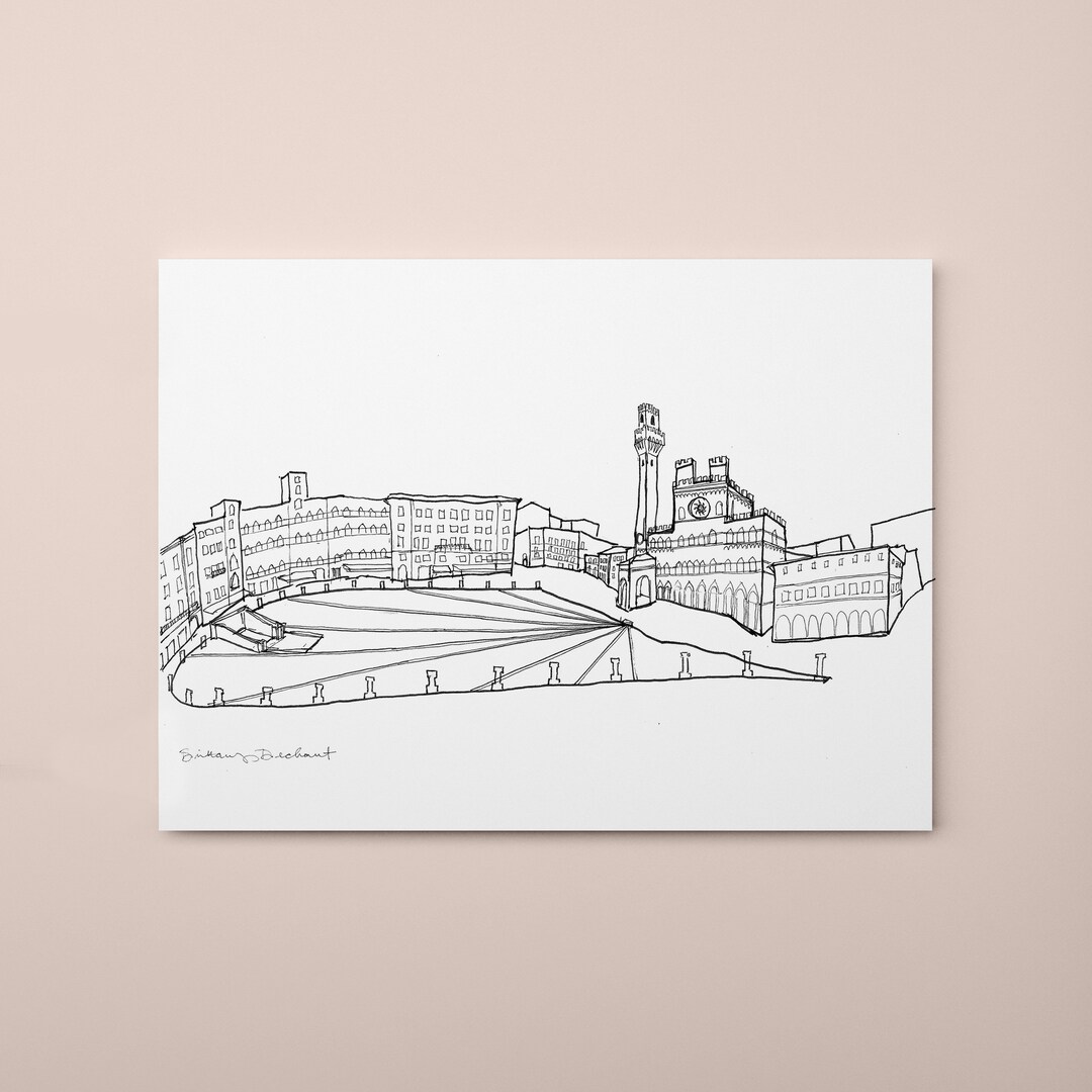 Siena Italy Piazza Del Campo, Wall Print, Sketch, Tuscany - Etsy
