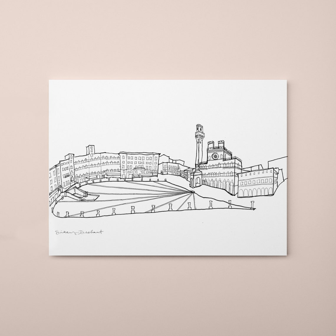Siena Italy Piazza Del Campo, Wall Print, Sketch, Tuscany - Etsy