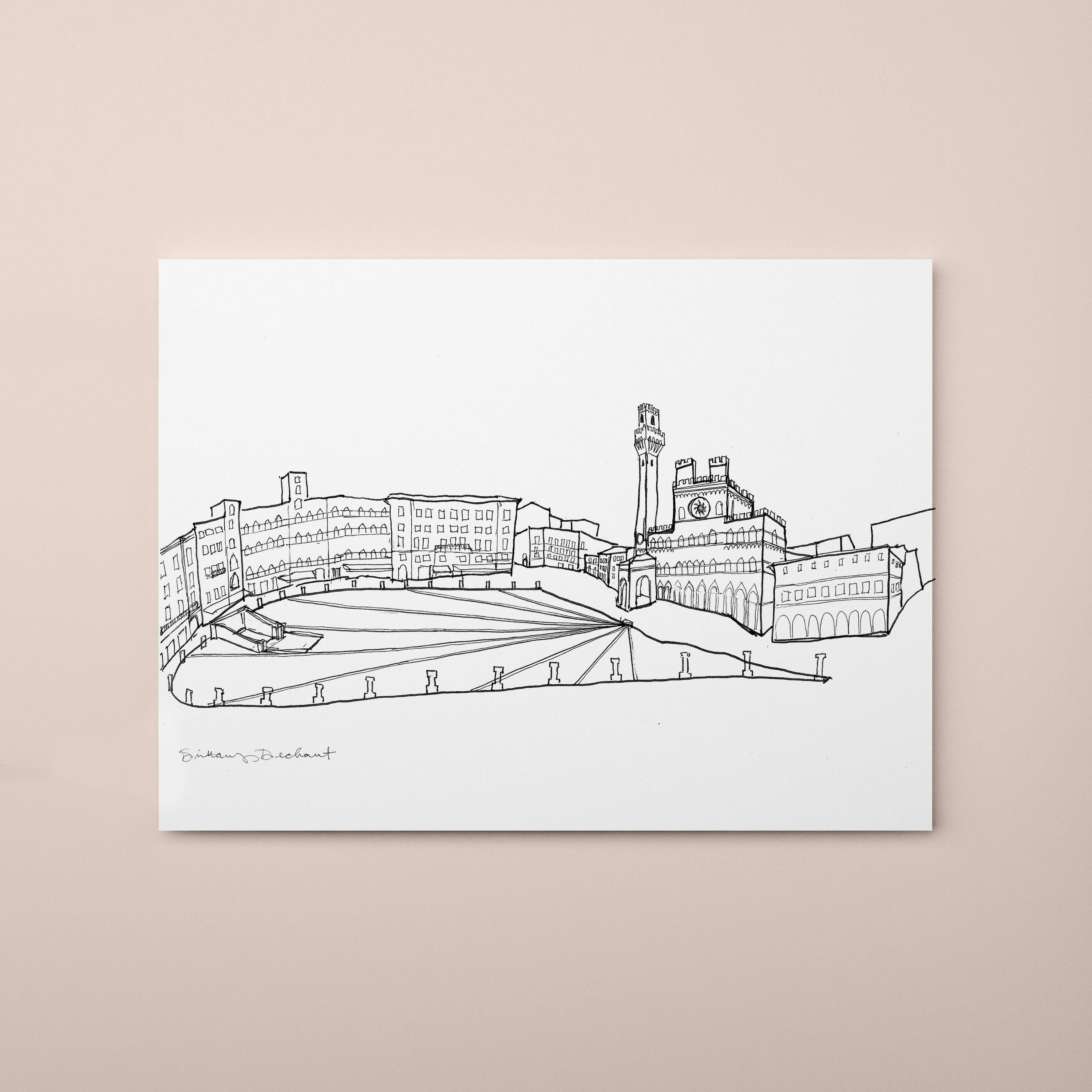 Siena Italy Piazza Del Campo, Wall Print, Sketch, Tuscany - Etsy