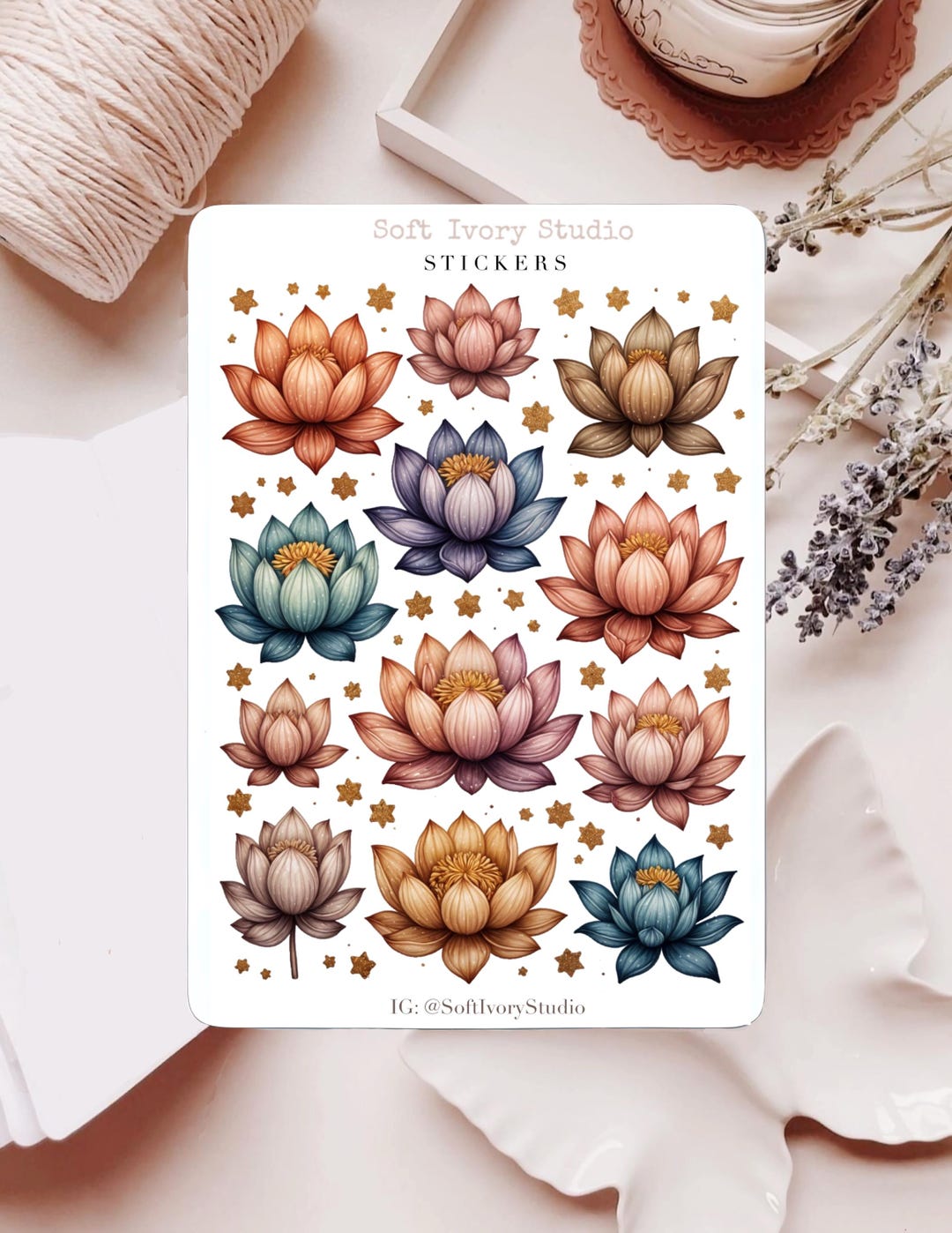 Lotus Flowers Sticker Sheet | Journal Stickers | Planner Stickers ...