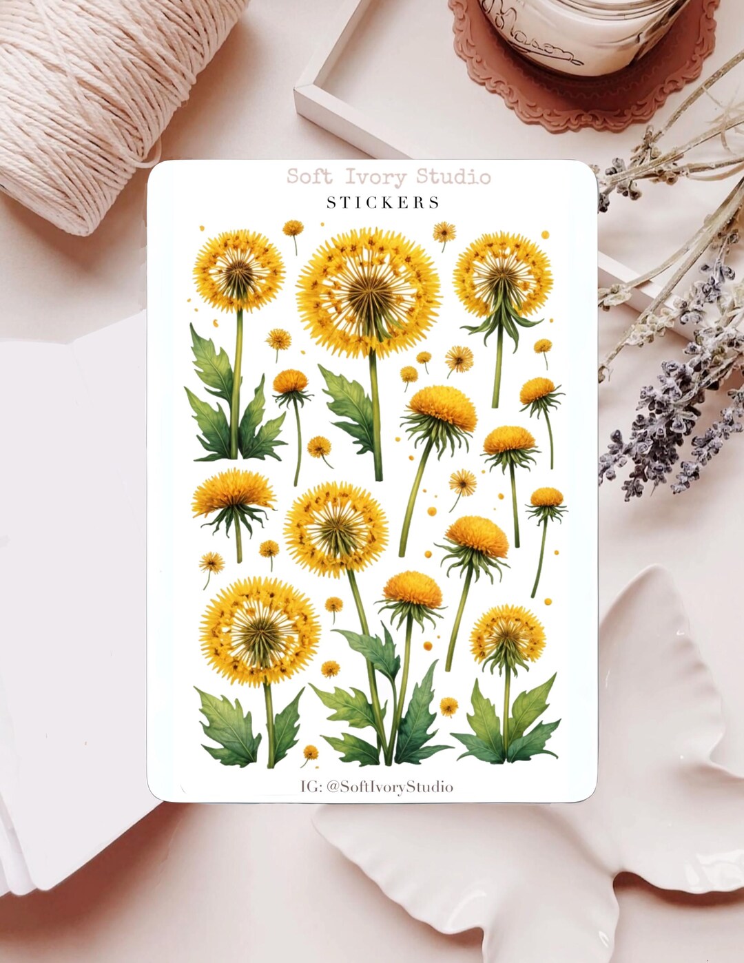 Dandelions Sticker Sheet | Journal Stickers | Planner Stickers ...