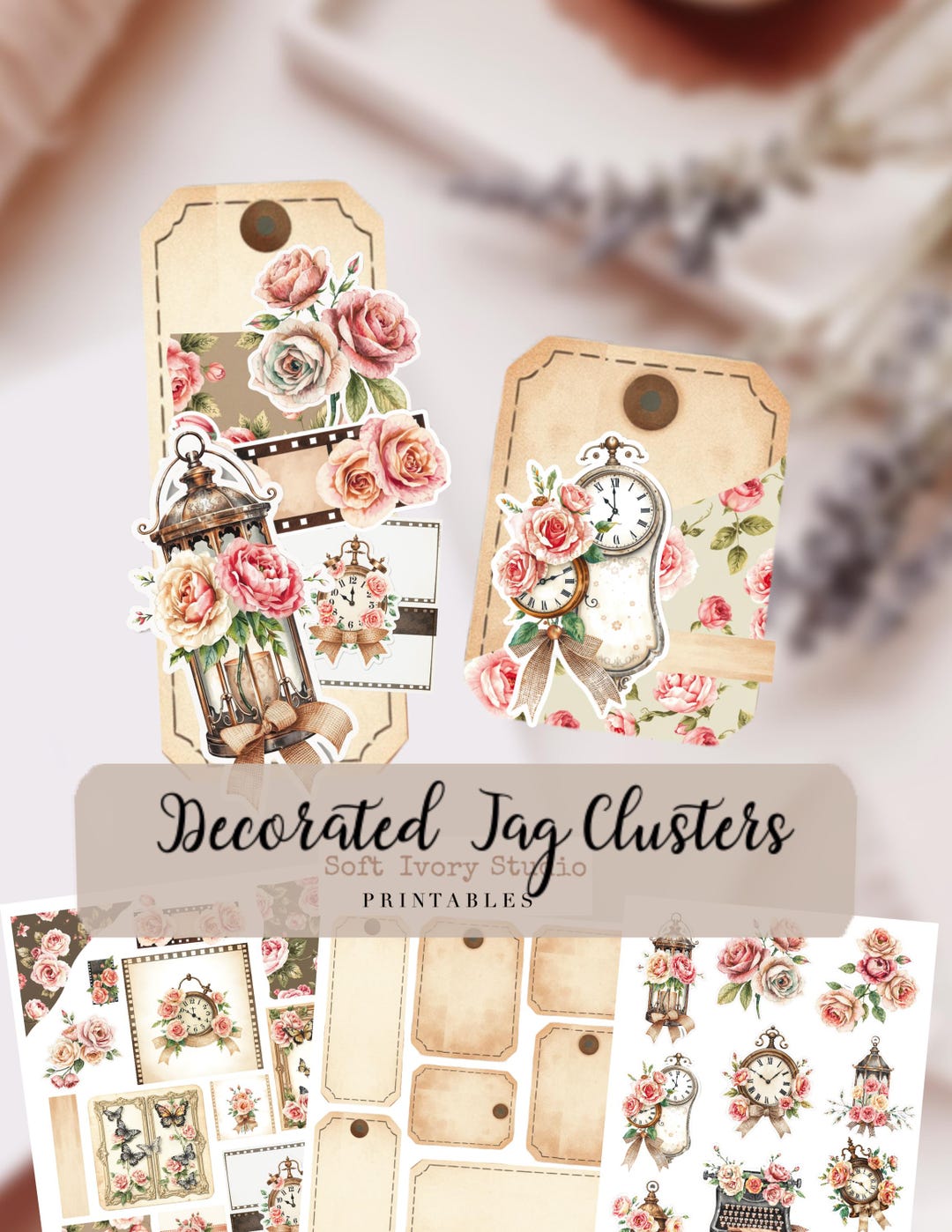Decorated Tag Clusters Printable Instant Download | Junk Journal ...