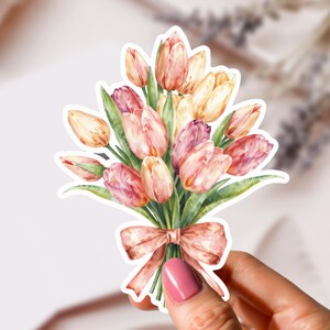Tulip Bouquet Sticker Waterproof Vinyl Sticker | Journal Cover Sticker ...