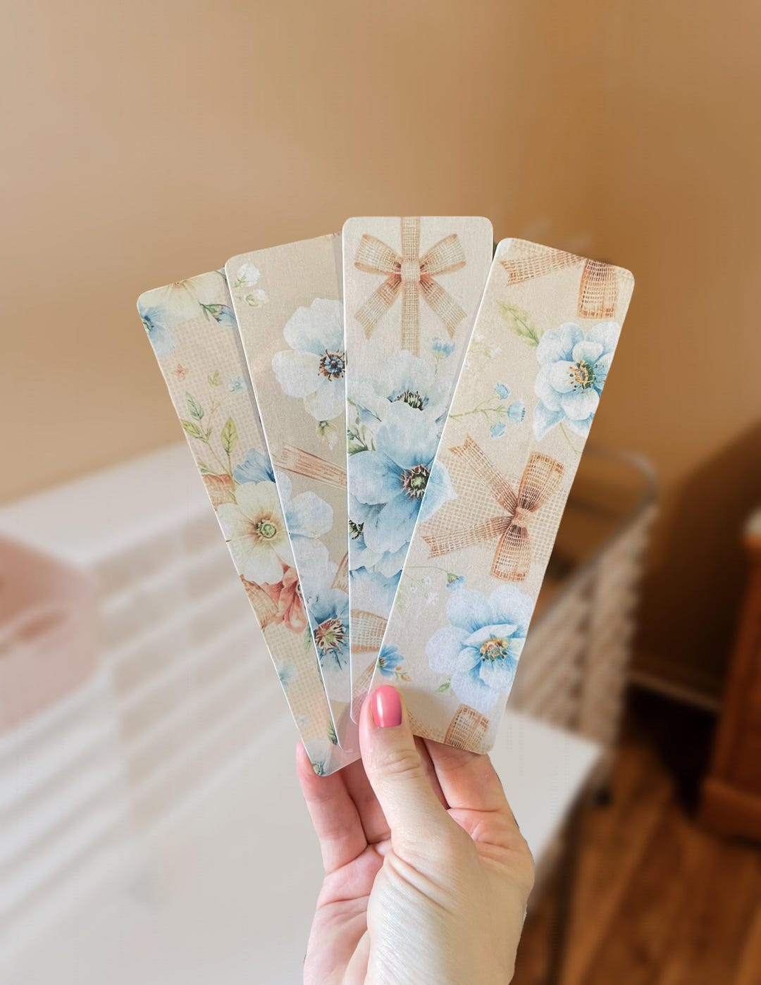 Blue Floral Bookmark Set | Bookmarks | Flower Bookmarks | Reading ...