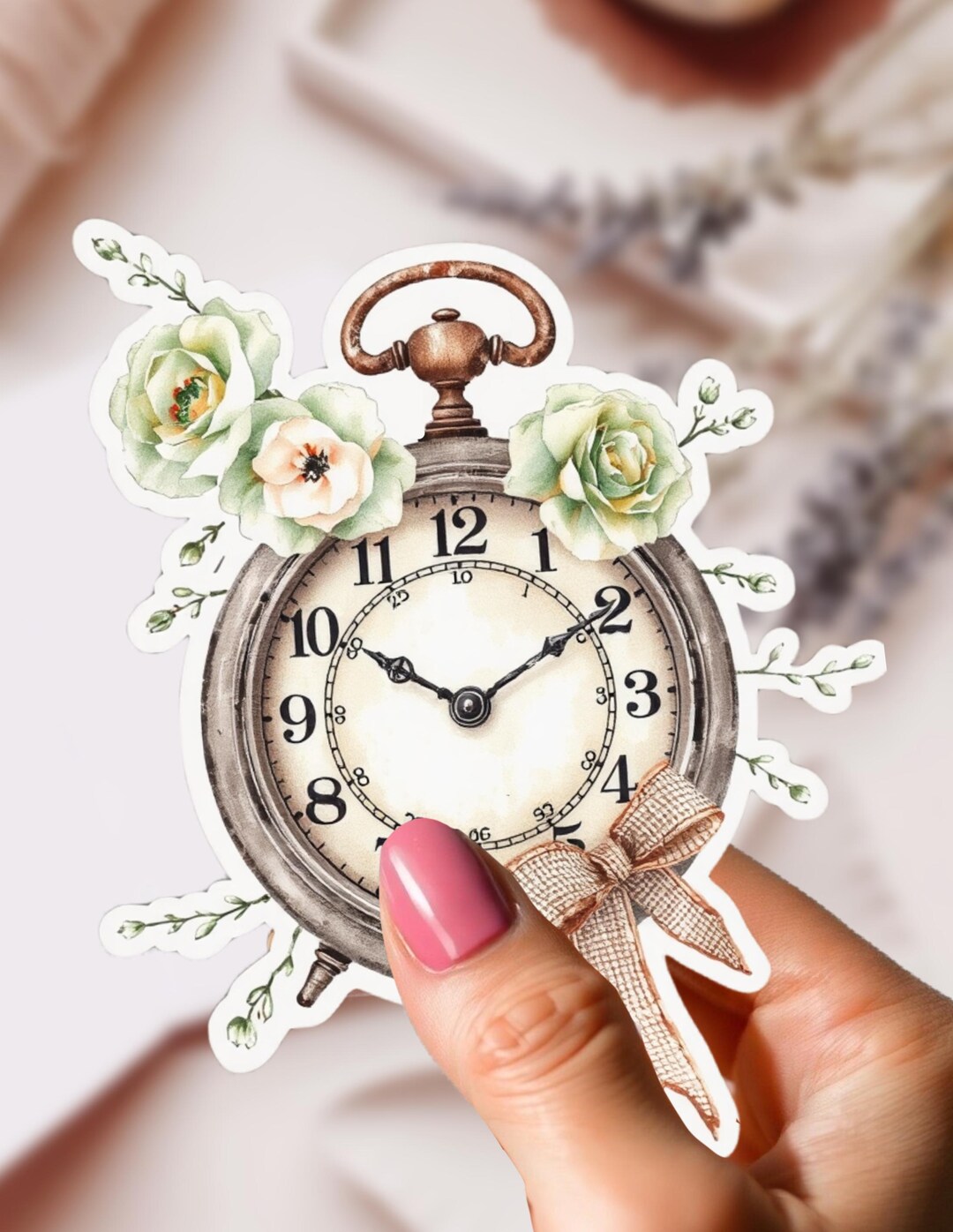 Sage Green Clock Waterproof Vinyl Sticker | Journal Cover Sticker ...