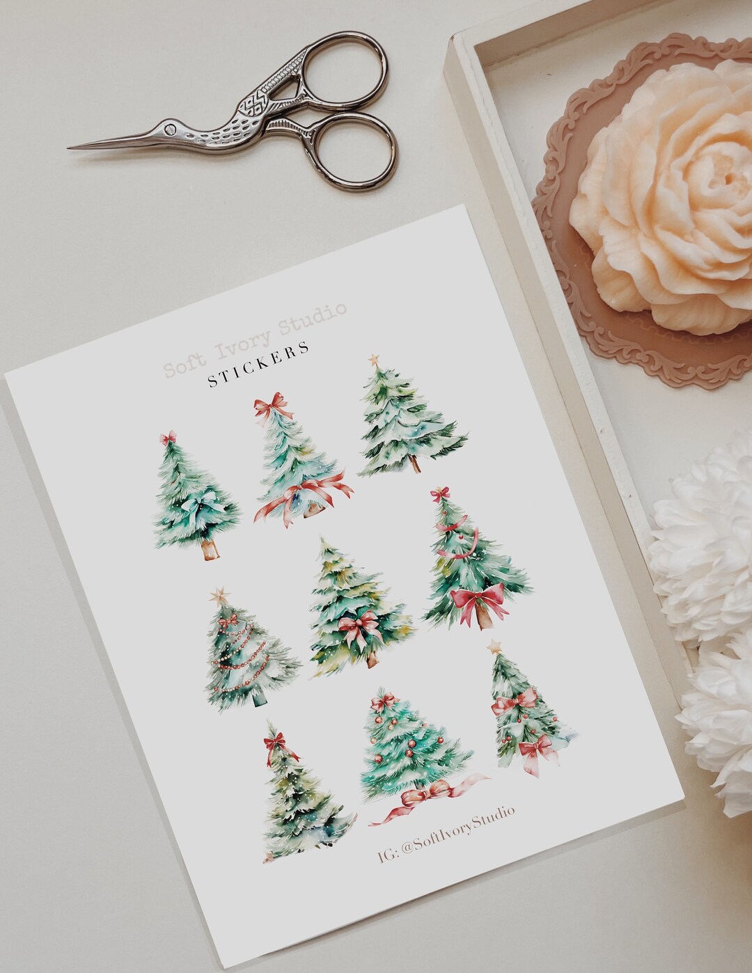 Holiday Trees Sticker Sheet Planner Stickers Journaling - Etsy